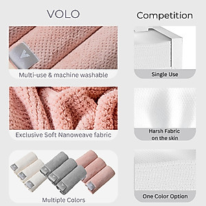 VOLO Hero Salt White Face Towel | Reusable Facial Wash Cloths | Makeup Remover & Post Shower Washcloths | Ultra Soft, Absorbent, Gentle, Fast Drying Nanoweave Fabric Face Towels | Microfiber 3PK