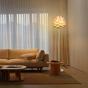 Brightech Artichoke LED Floor Lamp, Great Living Room Décor, Modern Lamp for Living Rooms & Offices, Bohemian Standing Lamp for Bedroom Reading, Tall Lamp with Multi-Panel Wooden Shade