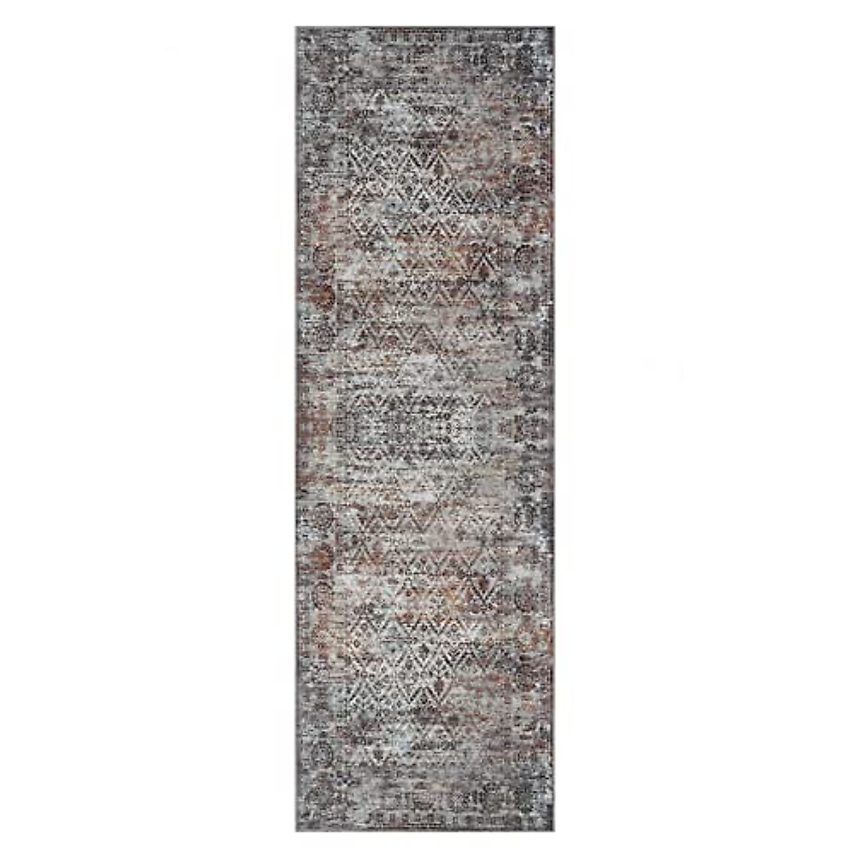 BNM Indoor Runner Rug, Non-Slip Backing for Kids or Pets, Entryway, Living Room, Kitchen, Dorm, Bedroom, Hallway, Machine Washable Rugs, Floor Cover, Diamond Lattice Home Decor, 2' 7" x 8', Cream