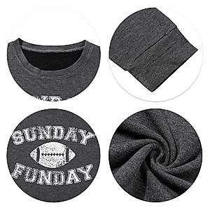 FLOYU Football Sweatshirts For Womens Game Day Sweatshirt Sunday Funday Shirt Casual Football Season Long Sleeve Tops Dark Grey