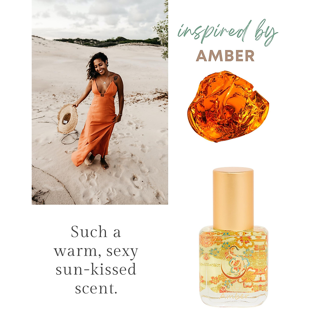 Amber Organic Perfume Oil Extract Roll-On by Sage- 1/4 oz, Vegan & Cruelty-Free, Earthy Scent, Amber, Blood Orange, Musk