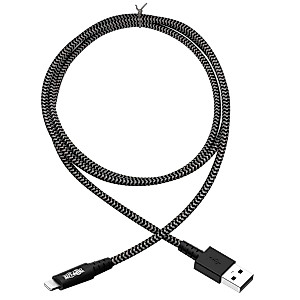 Tripp Lite Heavy Duty USB to Lightning Charging & Data Cable, Heavy Duty with Braided Jacket, MFi Certified for Apple iPhone, iPad & iPod - 6 Feet / 1.8 Meters, 2-Year Warranty (M100-006-HD)