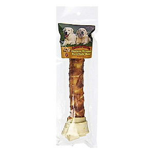 Dog Jerky Treats, Soft, Chewy, Healthy, Delicious, Duck, Chicken, and Fish Series (Chicken Wrapped Rawhide Bone, 12in (Pack of 1))