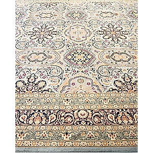 Solo Rugs One of a Kind Hand Knotted Hand Made Wool Traditional Floral Mogul Gray 8 x 10 Area Rug