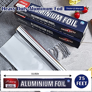 Aluminum Foil Roll 75 Feet Long Non-Stick Aluminum Foil Food Grade Foil Wrap Kitchen Suitable for Cooking, Roasting, Baking,BBQ and Family Parties