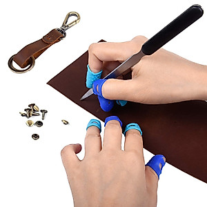 Wisdompro 16 Pcs Finger Tips, 4 Sizes Silicone Thimble Fingertip Grips Finger Protectors Pads Cover for Paper Sorting, Page Turning, Hand Sewing, Money Counting, Guitar Playing - Blue, Aqua