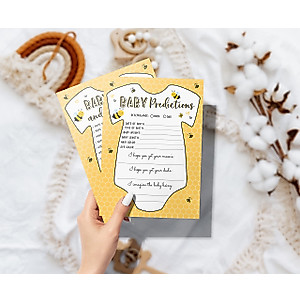 Your Main Event Prints Baby Shower Games Advice, Wishes, and Prediction Cards (Neutral Bee Yellow) - 50 Pack Gender-Neutral Baby Shower Activity for Guests