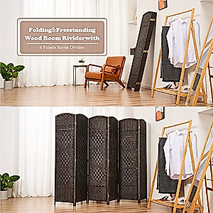 Lazyland Divider Folding Privacy Screen with Diamond Double-Weave Room dividers and Freestanding Room Dividers Privacy Screens for Indoor and Outdoor (6, Coffee)