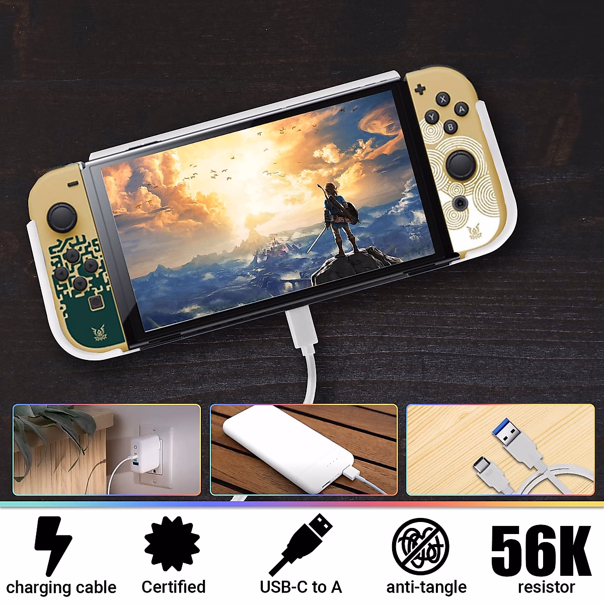 Orzly Accessory Bundle kit for Nintendo Switch Oled Accessories Essentials Pack Case and Screen Protector Comfort Grip Cover Headphones charger cable Games holder and more - Gift boxed OLED Edition