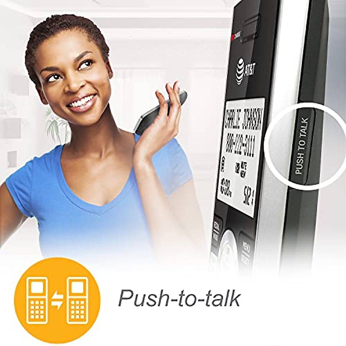 AT&T CL83507 DECT 6.0 5-Handset Cordless Phone for Home with Dual Keypad Base, Answering Machine, Call Blocking, Caller ID Announcer, Intercom and Long Range, Silver/Black