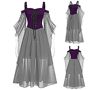 Tuianres Medieval Dress for Women with Corset, Plus Size Bell Sleeve Renaissance Dresses Irish Ball Gown Halloween Costumes Daily Deals of The Day Prime