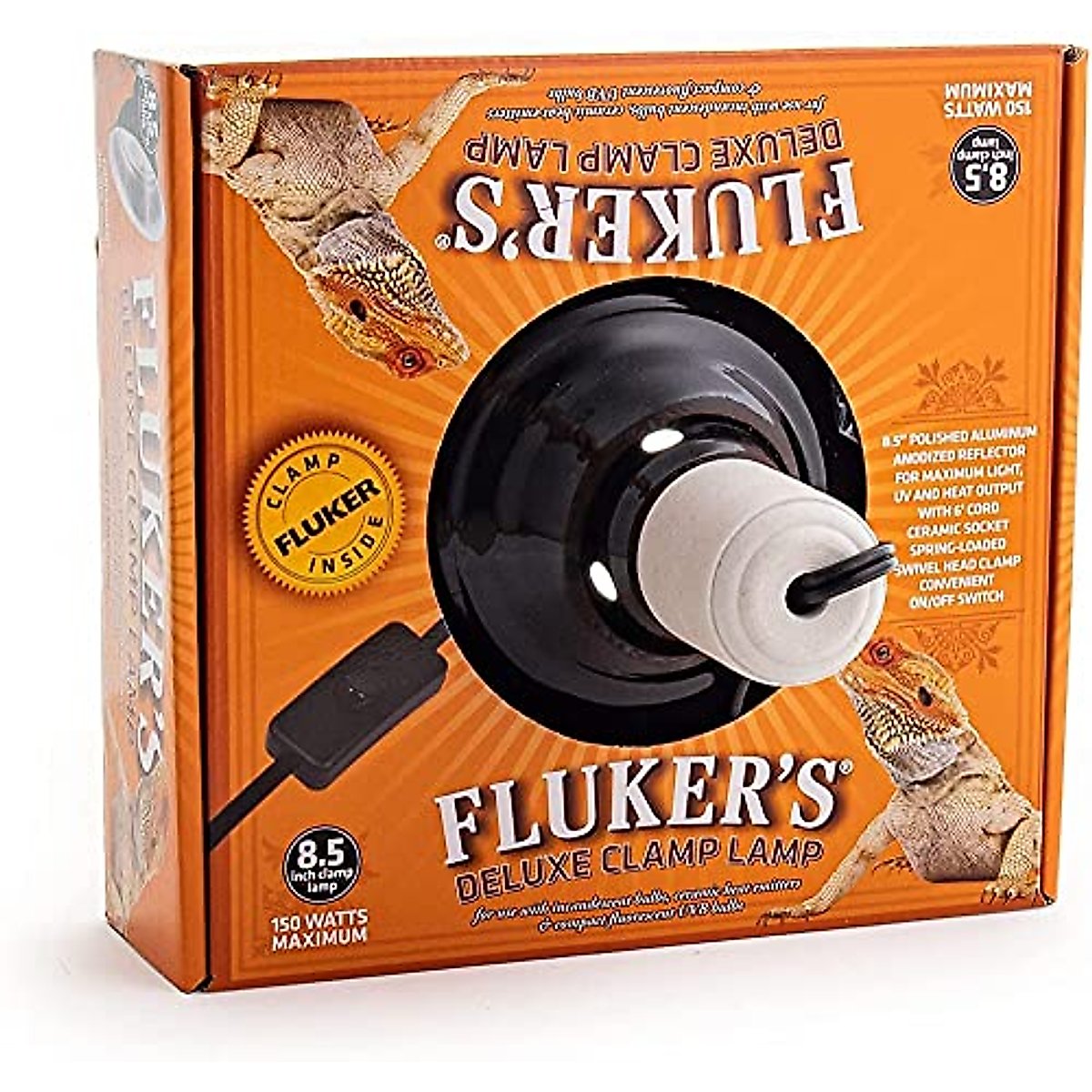 Fluker's Repta-Clamp Lamp with Switch Black 8.5in - Includes Attached DBDPet Pro-Tip Guide