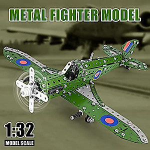 STEM Building Toys Model Airplane Kits for Boys 8-12,Airplane Model Scale 1:32 Metal Building Kit,Erector Set Model Planes for Kids 8-12,Best Airplane Gifts for Hurricane Fighter Fans