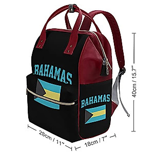 Bahamas Flag Diaper Bag Backpack Large Capacity Mommy Bags Multifunction Nappy Bag Travel Back Pack Red-Style