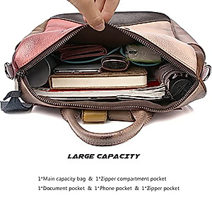 Segater Multicoloured Backpack Fashion Genuine Leather 2 Ways Convertible Shoulder Bag Vintage Patchwork Handbag Travel Satchel Rucksack