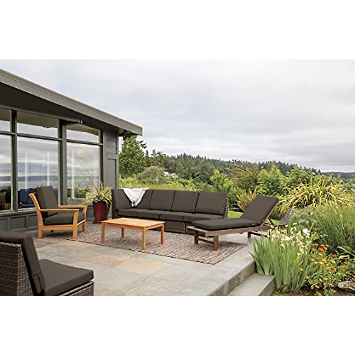 Classic Accessories Ravenna Water-Resistant 21 x 19 x 5 Inch Patio Seat Cushion, Espresso, Patio Loveseat Cushion