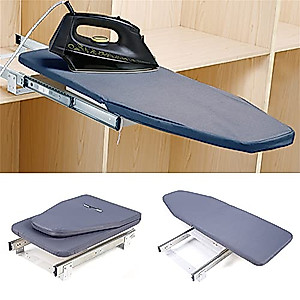 LGODDYS Folding Ironing Board Retractable Pull Out Ironing Board Closet Sliding Out Swivel Iron Board Space Saving Tabletop Small Ironing Board (Grey)