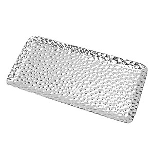 Hammered Tray, Exquisite Elegant Odorless Rectangular Stainless Steel Tray Decoration for Bathroom (Silver)