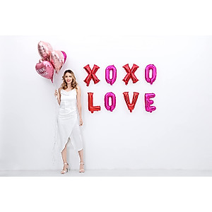 16 Inch XOXO LOVE Letters Pink Red Foil Balloons (XOXOLOVE)