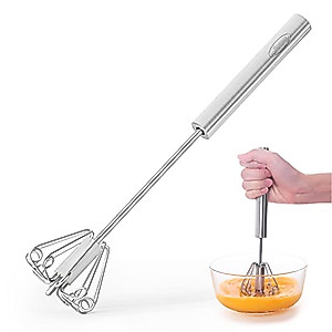 Newness Egg Whisk, Stainless Steel Hand Push Whisk Blender for Home - Versatile Tool for Egg Beater, Milk Frother, Hand Push Mixer Stirrer - Kitchen Utensil for Blending, Whisking, Beating & Stirring
