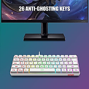 RedThunder 60% Mini Gaming Keyboard and Mouse Combo, Lightweight, Ultra-Compact 61 Keys RGB Backlit,7200 DPI Honeycomb Optical Mouse, Wired Gaming Set for PC MAC PS5 Xbox Gamer(White)