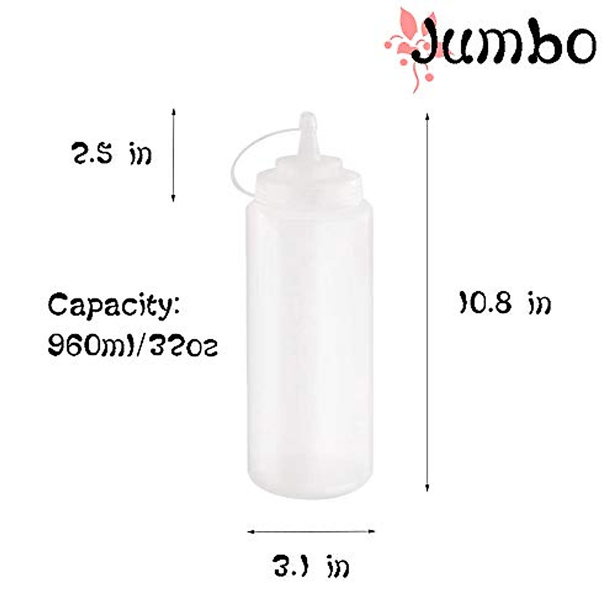 Zddaoole 4 Pack 32oz Plastic Squeeze Bottles,1000ml Condiment Squeeze Bottles with Twist On Cap Lids,Perfect for Ketchup, BBQ, Sauces, Syrup, Condiments, Dressings, Arts and Crafts