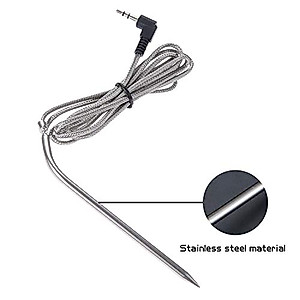 ibbyee Replacement for Camp Chef Meat Probe Grill Parts Temperature, BBQ Grill NTC Meat Temperature Probe for CampChef Wood Pellet Grill, 3.5mm Plug Stainless Steel PRO Digital Thermostat Probe 2pc