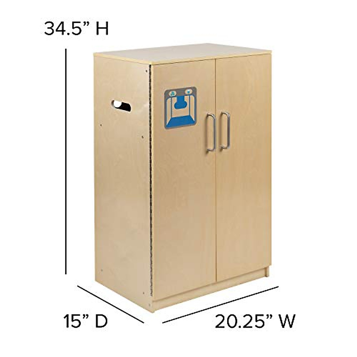 Flash Furniture Hercules Children's Wooden Kitchen Refrigerator for Commercial or Home Use - Safe, Kid Friendly Design, Natural