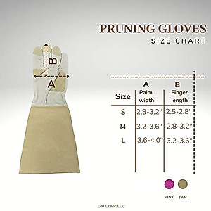 Leather Pruning Gloves (Large, Beige)