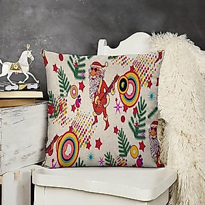 Christmas Santa-rocker Tree Throw Pillow Covers 18×18 Pillowcases Set of 2 Xmas Funny Linen Decorative Square Pillow Case Cushion Covers Standard Size for Sofa Couch Outdoor Bed Pillow Protectors