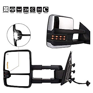 Perfit Zone TOWING MIRROR Replacement Fit For SILVERADO SIERRA 14-ON With Power Heated LED Smoke Signal Light clearance lamp Pair Set