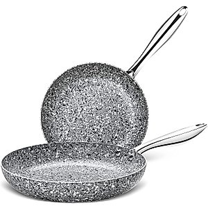 MICHELANGELO Stone Frying Pans Set 10 Inch & 12 Inch, Nonstick Frying Pans with 100% APEO & PFOA-Free Stone Non Stick Coating, Granite Skillet Set, Nonstick Skillets 2 Pcs