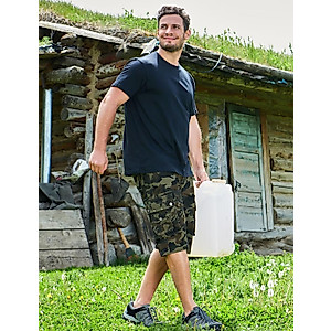 BEST SOUTH Men's Capri Long Twill Cargo Shorts below Knee 13 Inches Cotton Relaxed Fit Casual Multi-Pocket Army Green Camo 36