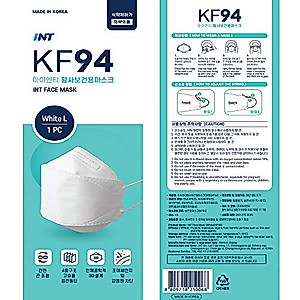 【 30 Pack 】 INT White KF94 Mask, Certified, 4-Layered Face Safety, Patented Adjustable Earloop, FDA Registered Device, Individually Sealed Package"MADE IN KOREA"