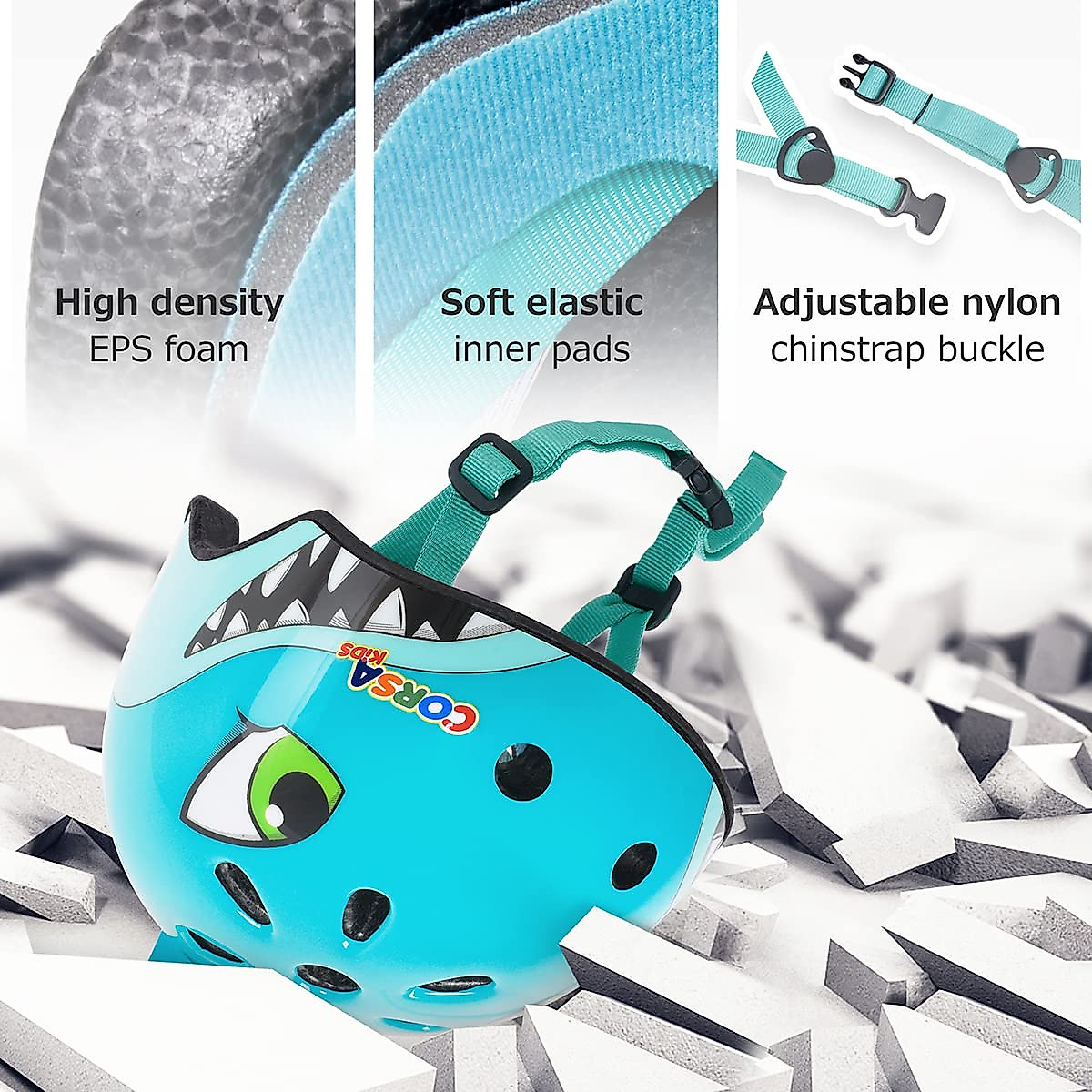 Kids Bike Helmet, Blue Shark Kids Toddler Bike Helmet 2-4 Boy Girl Adjustable Safety Child Helmet for Cycling Skating Scooter Multi-Sport