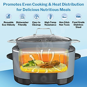 Steam and Roast Rack Compatible with Ninja Foodi Possible Cooker Pro 8.5 Qt MC1000, MC1001, MC1010 Series Slow Cooker Crock Pot- 304 Stainless Steel Rack with Gloves & Oil Brush