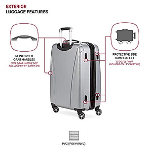 SwissGear 7585 Hardside Expandable Luggage with Spinner Wheels, Silver, Checked-Medium 23-Inch