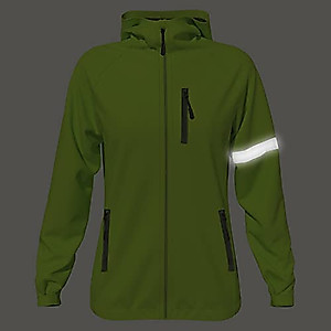 Wulibike Cycling Jackets for Womens Running Jacket Winter Thermal Reflective Hoodie Windproof Coat With 6 Pockets