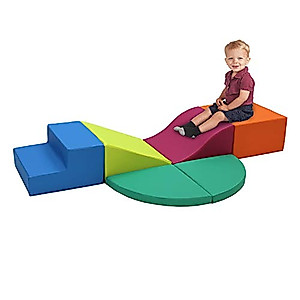Factory Direct Partners 13021-LMRS SoftScape Playtime All Around Climber for Crawling Infants and Toddlers, Soft Foam Indoor Active Play with Steps and Slides (6-Piece) - Lime/Raspberry