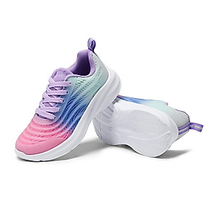 DREAM PAIRS Girls Boys Shoes Kids Tennis Sparkle Glitter Lace up Athletic Running Sneakers,Size 2 Little Kid,Pink/Blue/Light Green,SDRS2330K