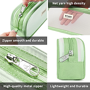 KALIDI Grid Mesh Pencil Case Large Capacity Pencil Case Big Pencil Pouch With Zipper Simple Stationery Bag Aesthetic Pen Bag for School Teen Girl Boy Multi-Purpose bag for office Men Women