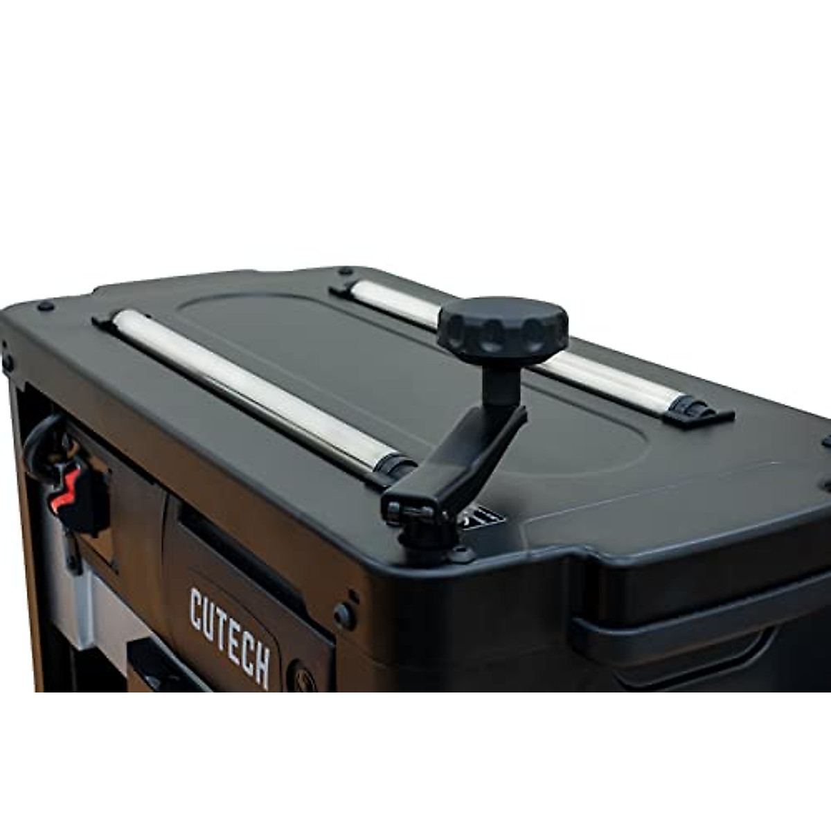 Cutech 40700H 12-1/2-Inch Spiral Cutterhead Benchtop Planer with 24 Tungsten Carbide Inserts, Single Speed Feed Rate, Snipe Minimizer, and Board Return Rollers