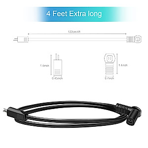 Sopito Extension Power Cord for Recliner, 4 Ft 2 Pin Lift Chair Replacement Cable for Most Recliner