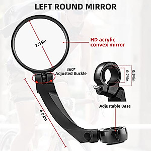 ROCKBROS Bike Mirror Handlebar Mount Bicycle Rear View Mirror Adjustable Rotatable Safety Bike Accessories Bike Mirrors for Mountain MTB Road E-bike