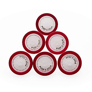 AMTAST Hydrophobic PVDF Syringe Filter Non Sterile 25mm Diameter 0.22um Pore Size (Pack of 10)