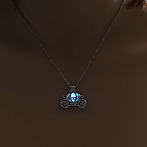 MYANAIL Luminous Hollow Pumpkin Carriage Necklaces & Pendants for Women Glowing Chain Necklace dropshipping Gifts (Blue)