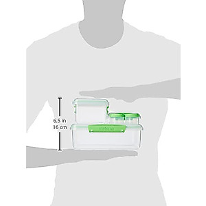 Sistema 10 Piece Food Storage Containers with Salad Dressing and Condiment Containers and Lids for Meal Prep, Dishwasher Safe, Clear/Green