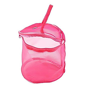 Knitting Bag for Yarn Storage, Oxford Cloth Woven Crocheting Organizer Holder Hollow Mesh Cylinder Crochet Wool Small Accessories Container Tool (Rose Red)