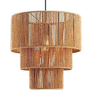 c cattleya 3-Tiered Large Farmhouse Chandelier Lighting, Natural Paper Rope Hanging Pendant Lights, Hand-woven Ceiling Light Fixture Chandeliers for Kitchen Dining Room Bedroom Hallway Entryway