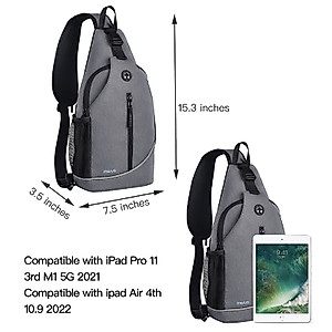 MOSISO Sling Backpack, Crossbody Shoulder Chest Bag Travel Hiking Daypack with Vertical Zipper Pocket&Reflective Strip, Grey